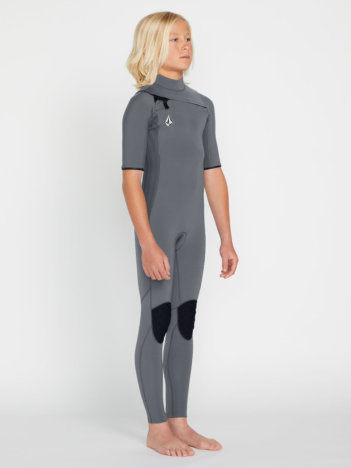 Boys Youth Modulator 2mm Short Sleeve Chest Zip Fullsuit - Charcoal He ...