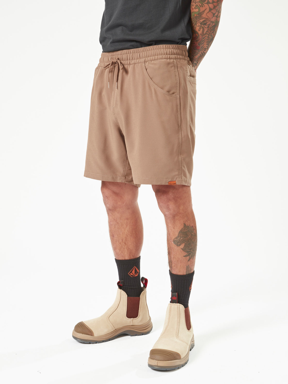Volcom Workwear Rack Hybrid Elastic Waist Shorts - Brindle
